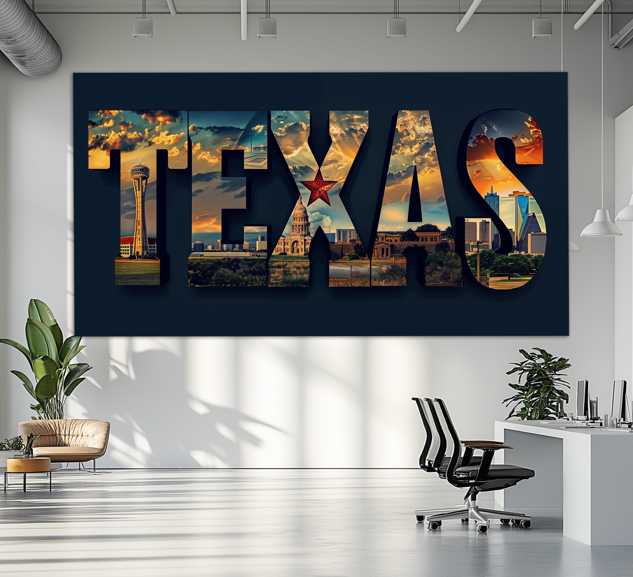 Texas Sign Canvas Print, Abstract Texas Wall Art, Modern Texas Print ...