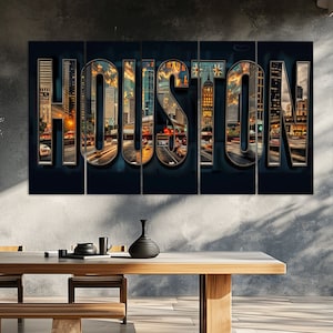 Houston Sign Canvas Print, Modern Houston Wall Art, Abstract Houston ...