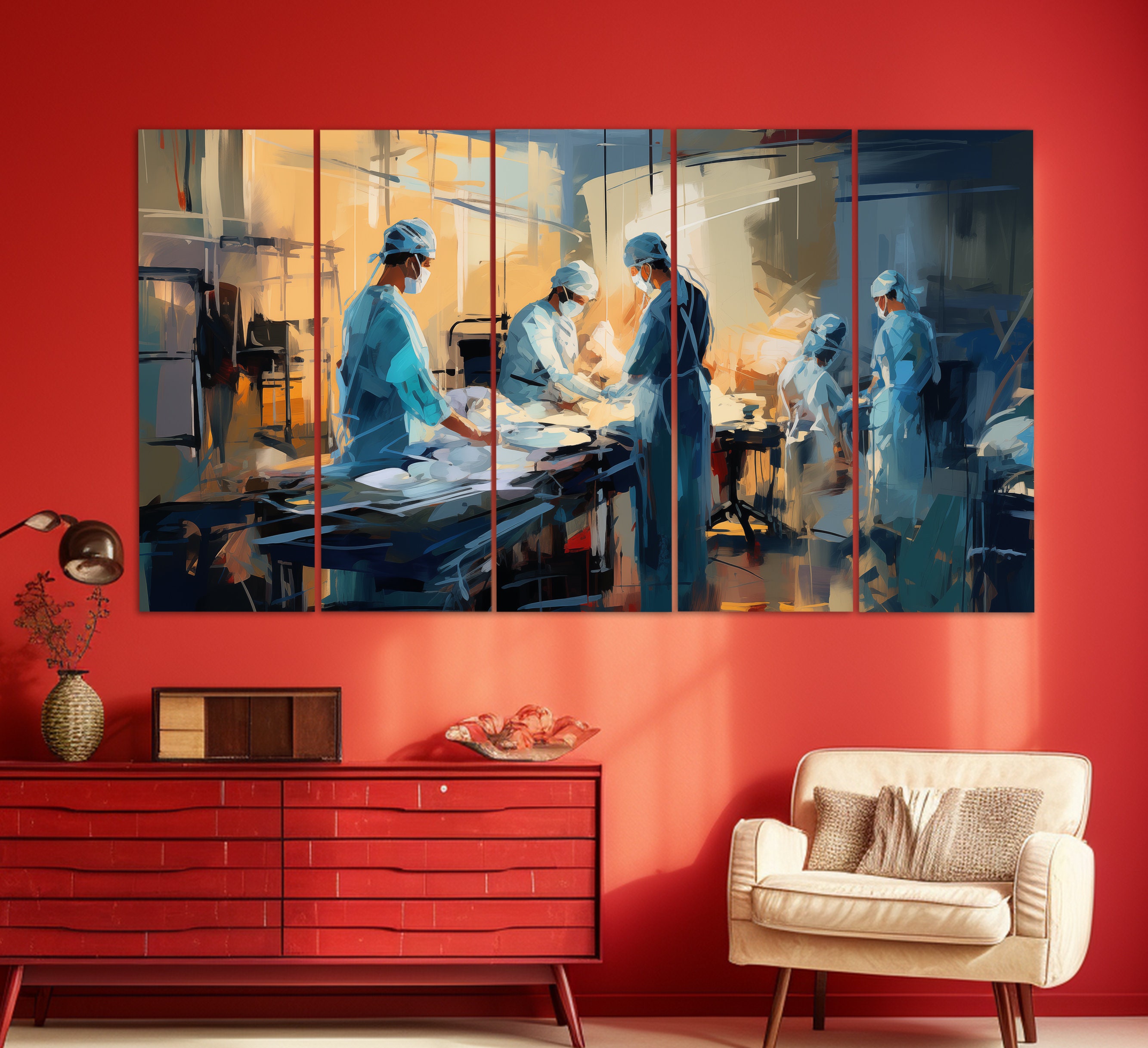 Surgery Wall Art, Operating Room Canvas Print in an Oil Painting Style ...