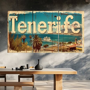 Retro Tenerife Sign Canvas Print, Abstract Tenerife Wall Art, Canary ...