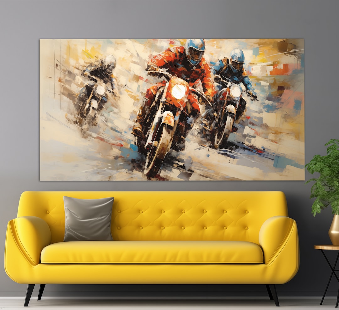 Motocross Canvas Print in an Oil Painting Style, Motocross Wall Art ...