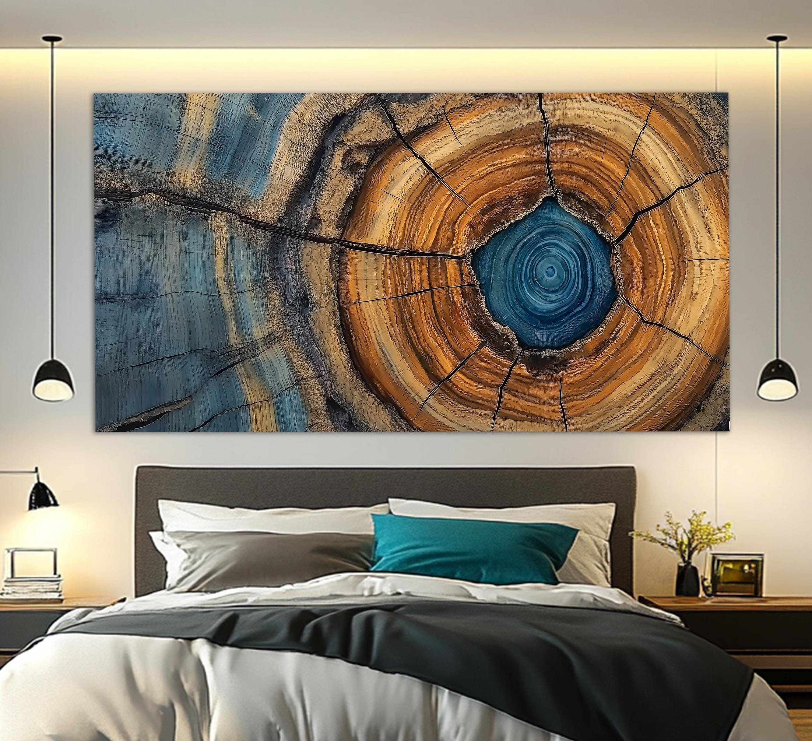 Abstract Tree Rings Canvas Print, Colorful Wood Neutral Tones Wall Art ...