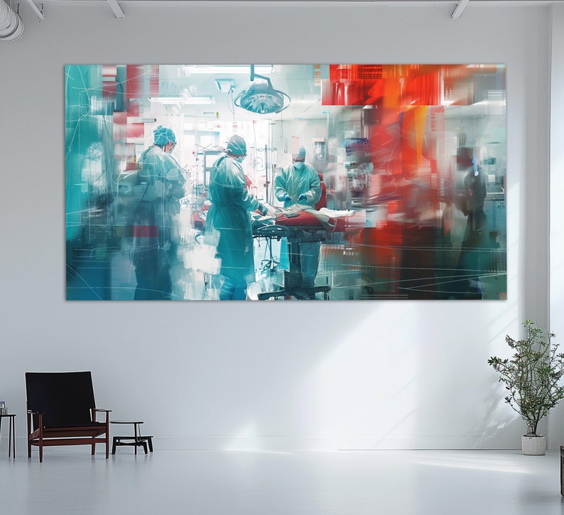 Abstract Surgery Wall Art, Operating Room Canvas Print in an Oil ...