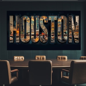 Houston Sign Canvas Print, Modern Houston Wall Art, Abstract Houston ...