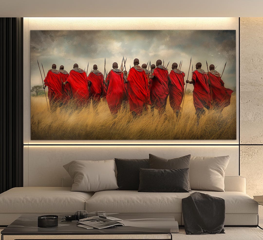 Kenyan Maasai People Hunting Canvas Print, People in Kenya Print, Kenya ...