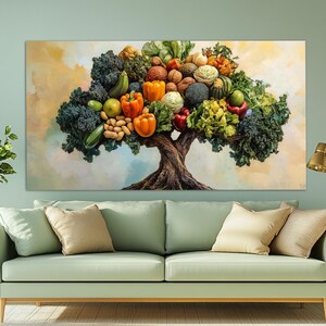 Healthy Food Tree Abstract Canvas Print, Healthy Food Wall Art, Kitchen ...