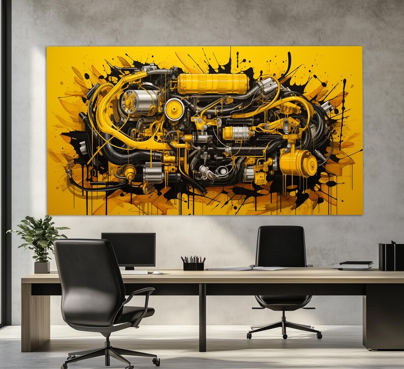 Abstract Engine Canvas Print, Engine Wall Art, Engine Painting, Engine ...