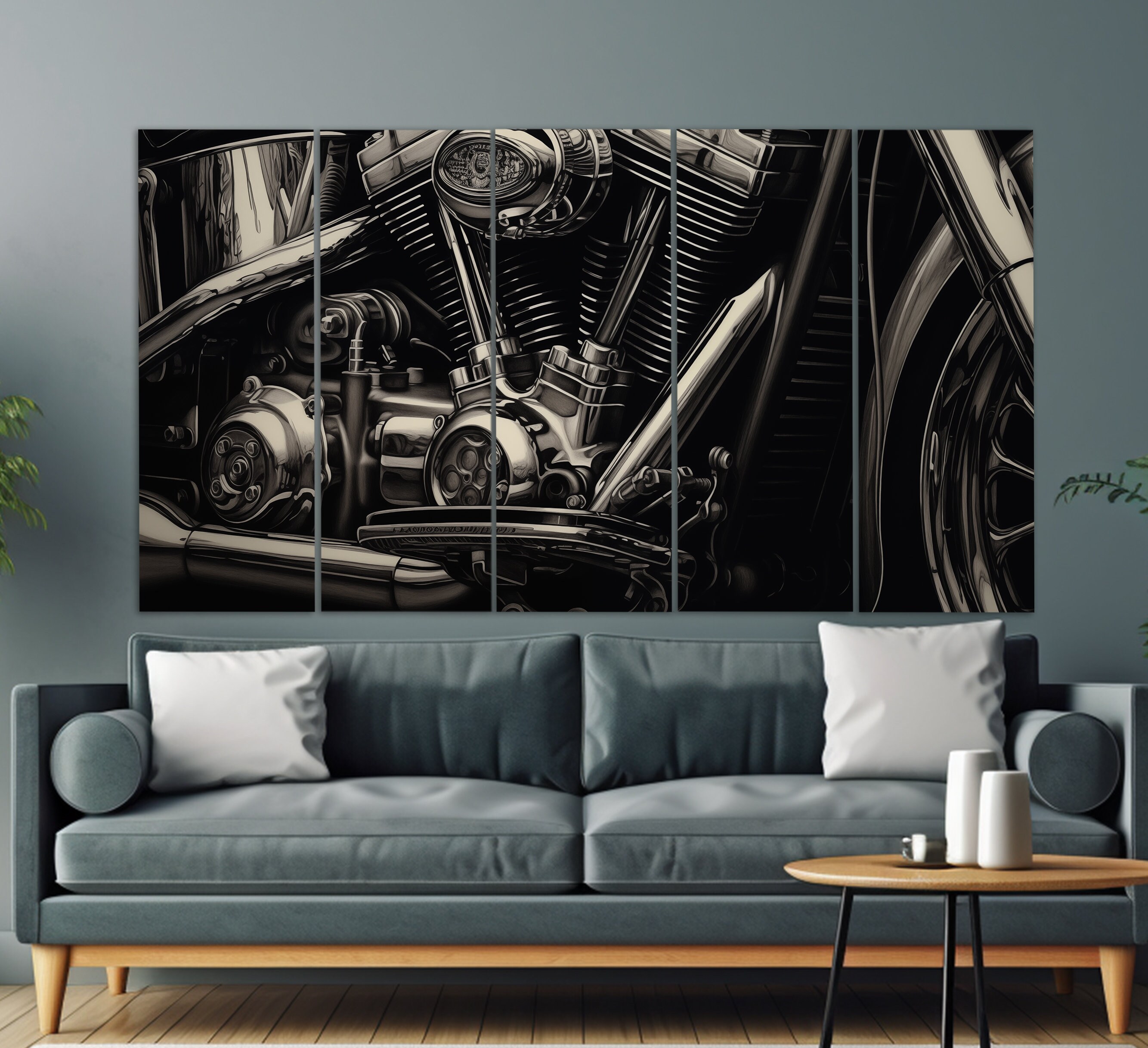 Abstract Motorcycle Close up Canvas Print, Bikes Wall Art, Motorcycle ...