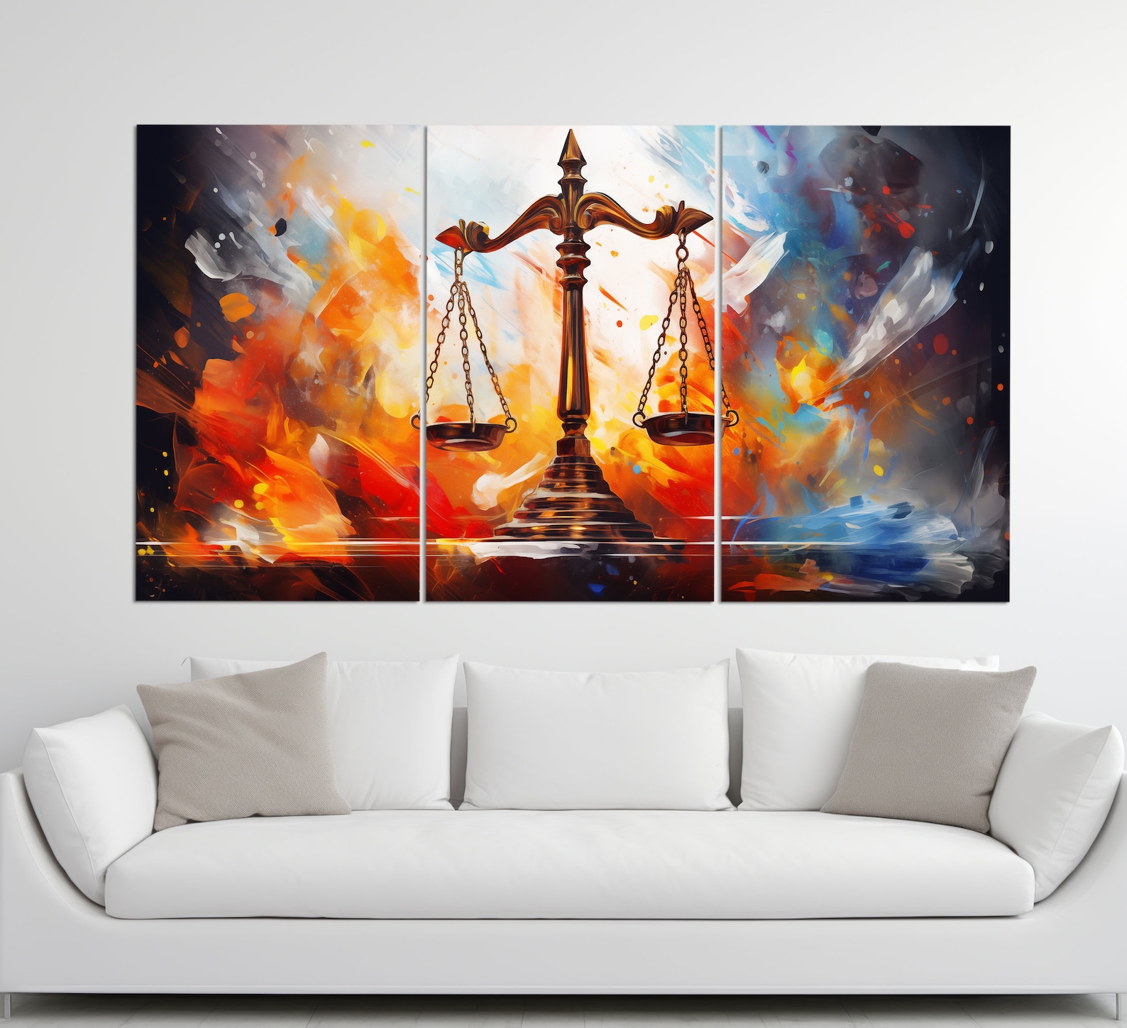 Scales of Justice Canvas Print in an Oil Painting Style, Justice Wall ...
