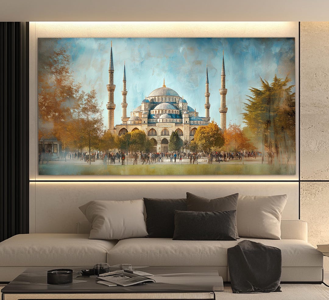 Blue Mosque in Istanbul Canvas Print, Sultan Ahmed Mosque Painting ...