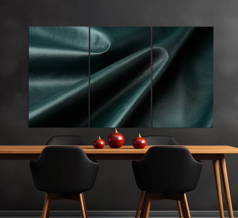 Abstract Green Eco Leather Canvas Print, Leather Wall Art, Abstract ...