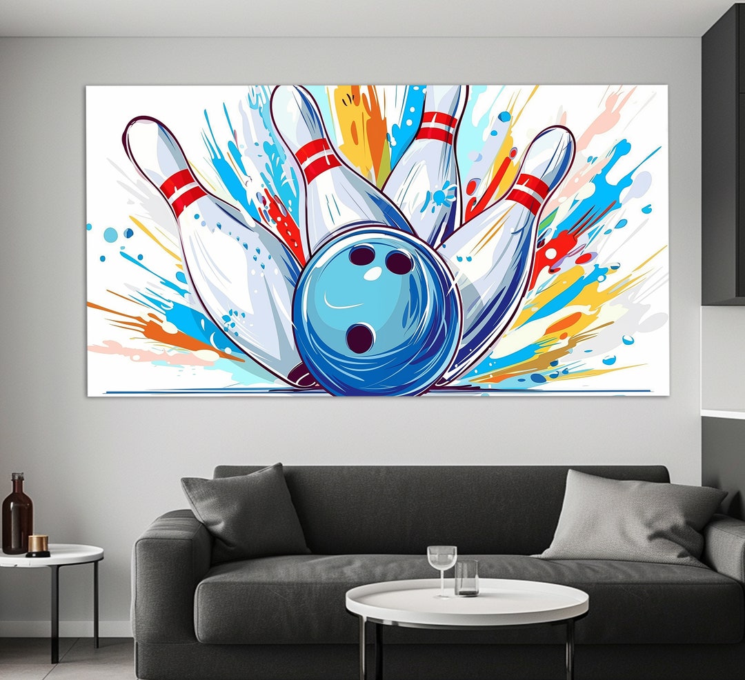 Abstract Bowling Canvas Print, Bowling Wall Art, Bowling Pop Art ...