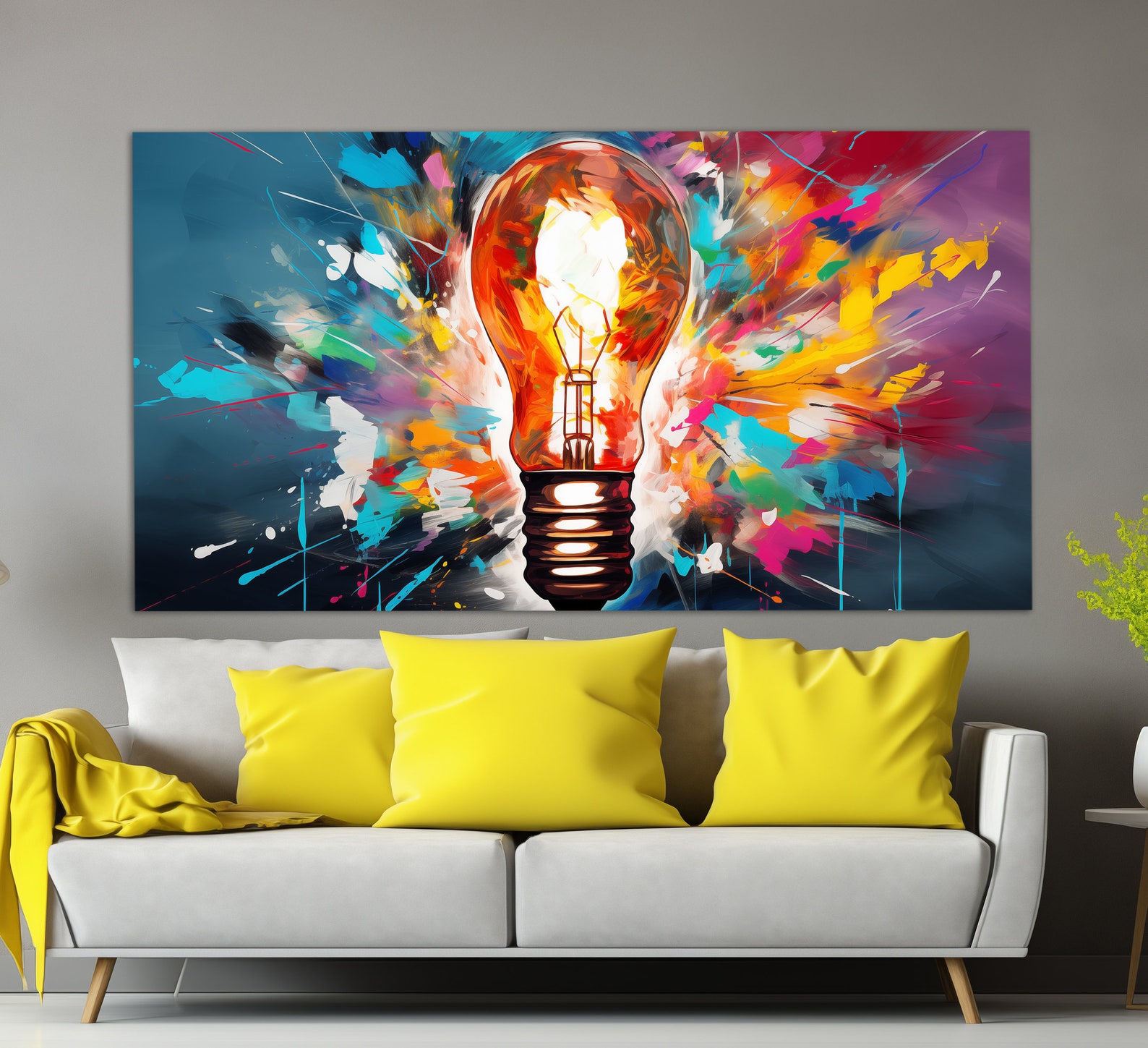 Abstract Bulb Canvas Print, Colorful Bulb Painting, Bulb Print ...