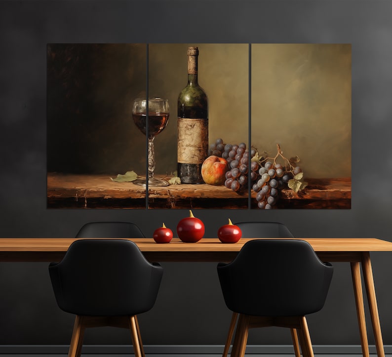 Wine Still Life Canvas Print in a Renaissance Painting Style, Vintage ...