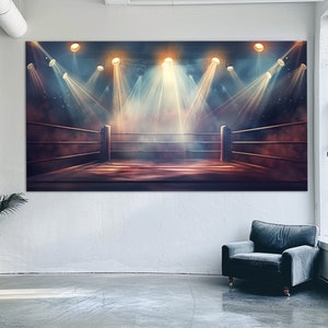 Boxing Ring Canvas Print, Abstract Boxing Painting, Gym Wall Decor, MMA ...