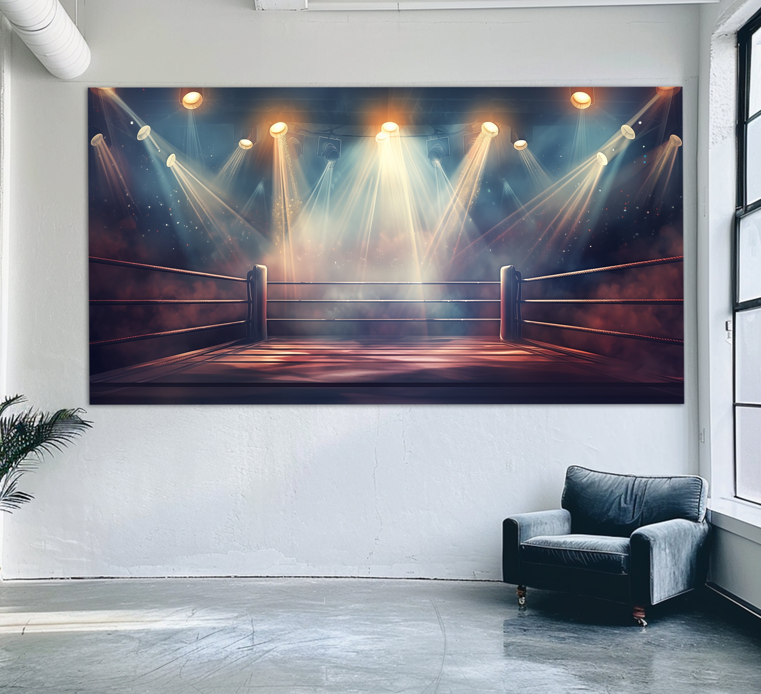 Boxing Ring Canvas Print, Abstract Boxing Painting, Gym Wall Decor, MMA ...