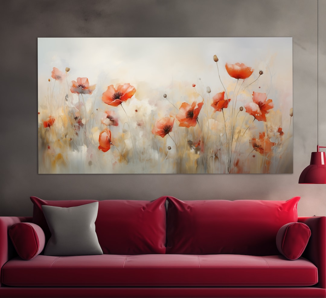 Poppy Flowers Canvas Print, Floral Wall Decor, Romantic Wall Art ...