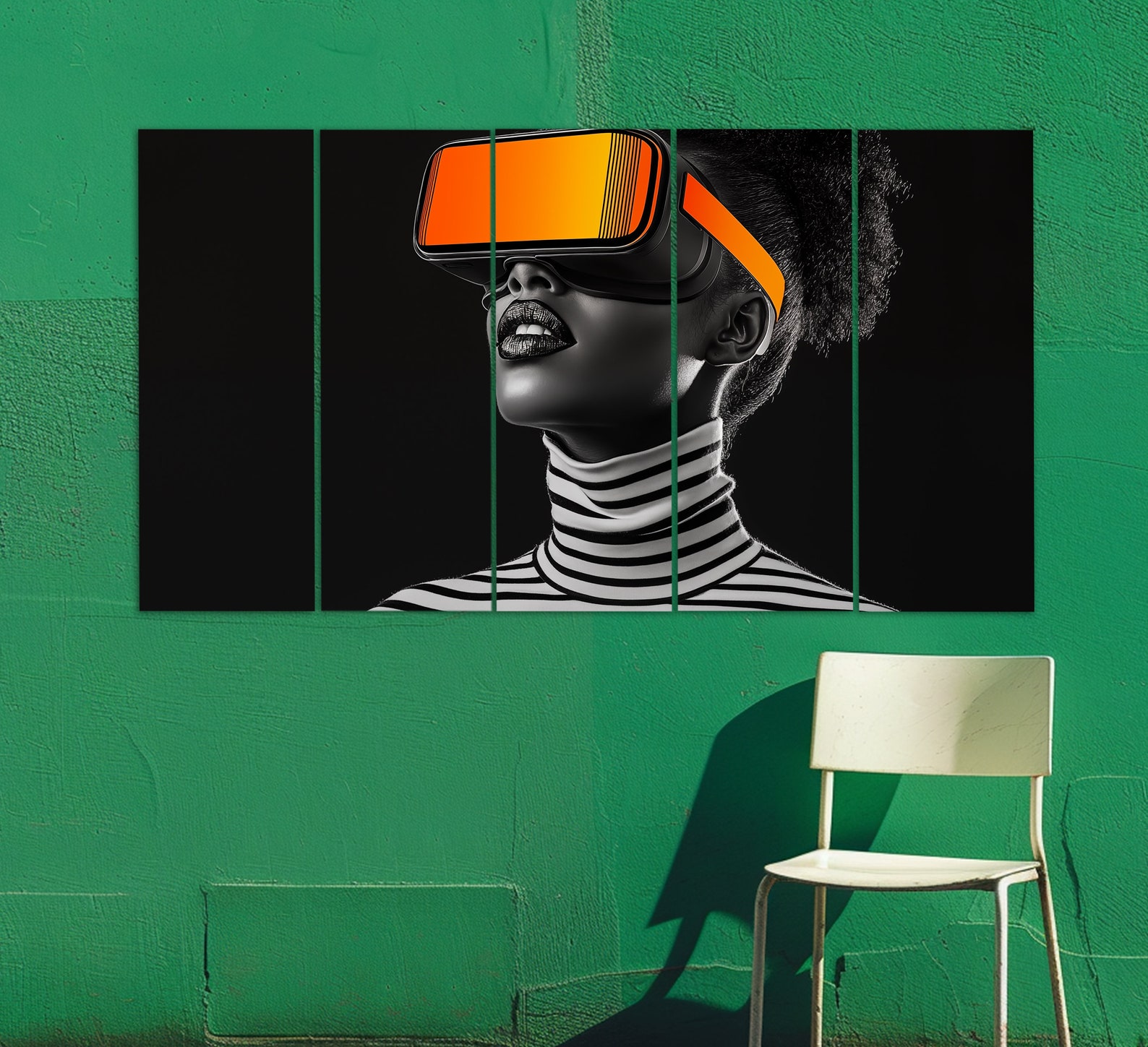 African Girl in VR Glasses Abstract Canvas Print, Virtual Reality Wall ...