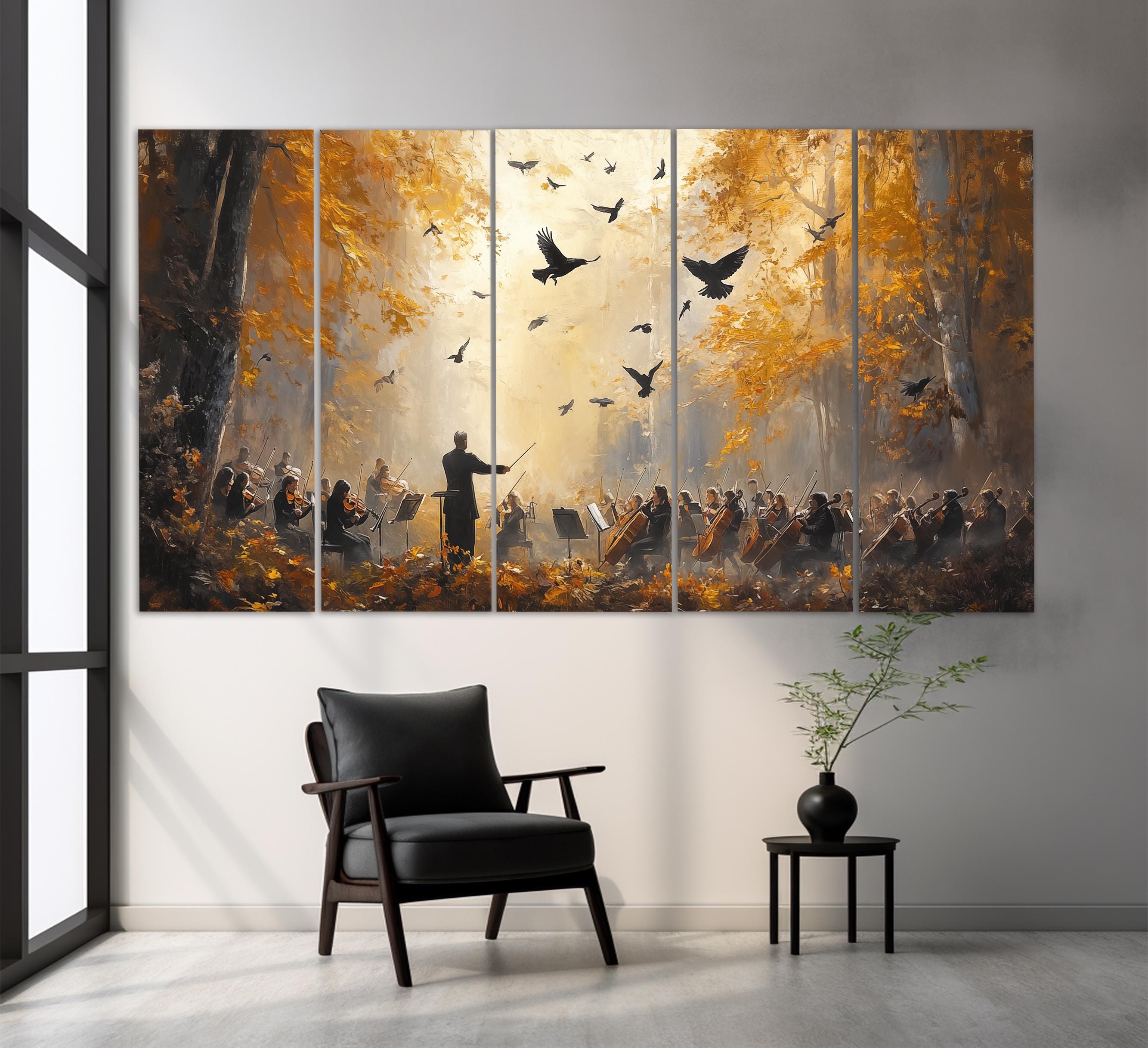Symphony Orchestra in Golden Autumn Forest Canvas Print in Oil Painting ...