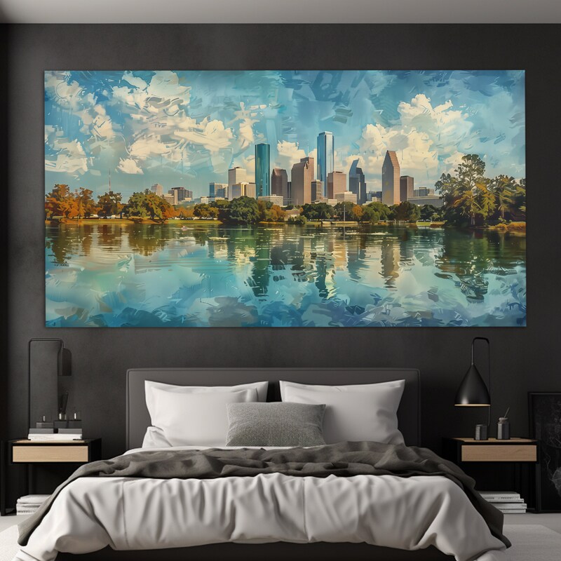 Houston Skyline Painting - Etsy