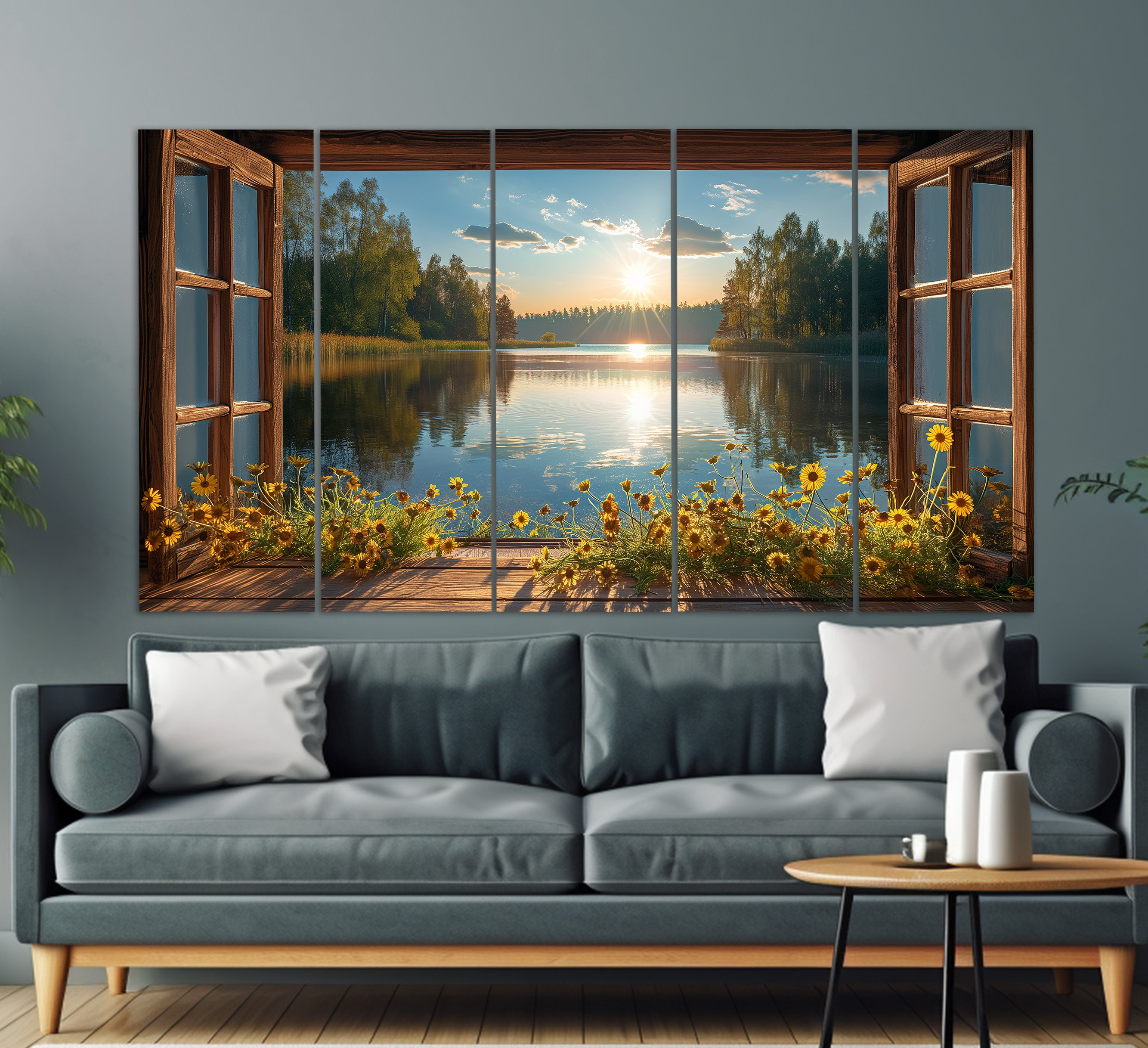 Forest Lake View From Open Window Canvas Print, Nature Wall Art, Forest ...