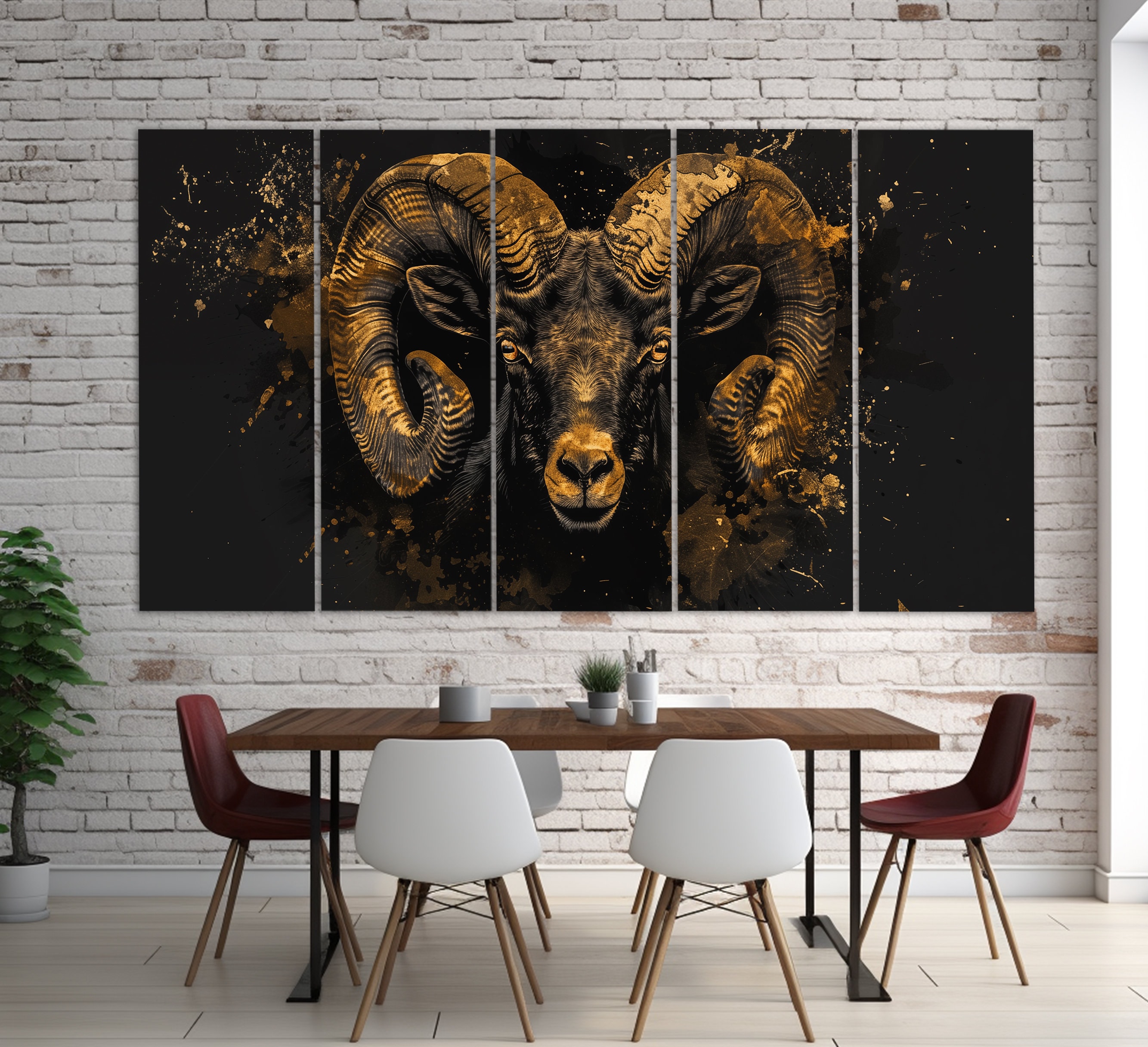 Ram Canvas Print in an Oil Painting Style, Arias Sign Poster, Arias ...