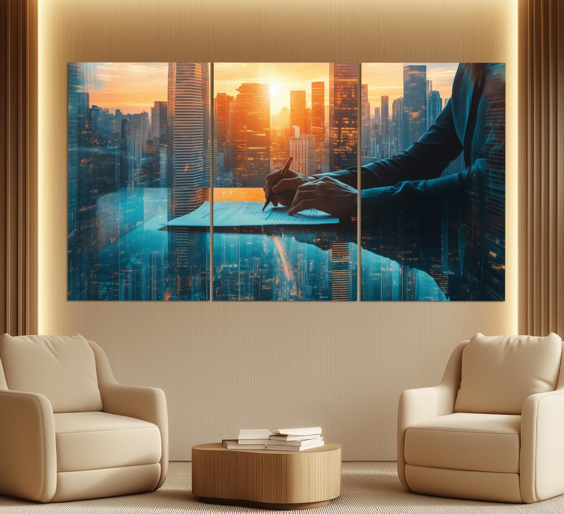 Signing a Contract Canvas Print, Office Wall Decor, Office Wall Art ...