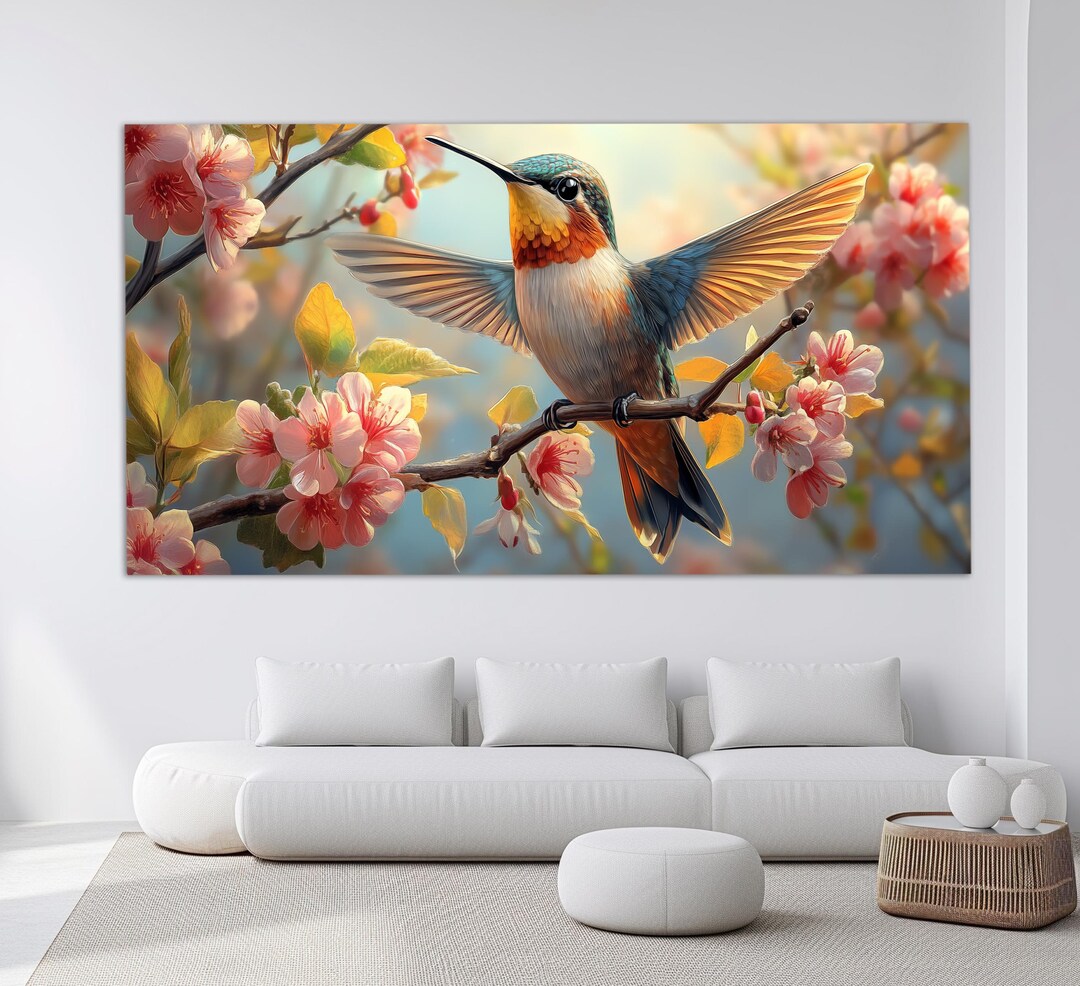 Hummingbird Canvas Print, Birds Wall Art, Hummingbird Painting, Colibri ...