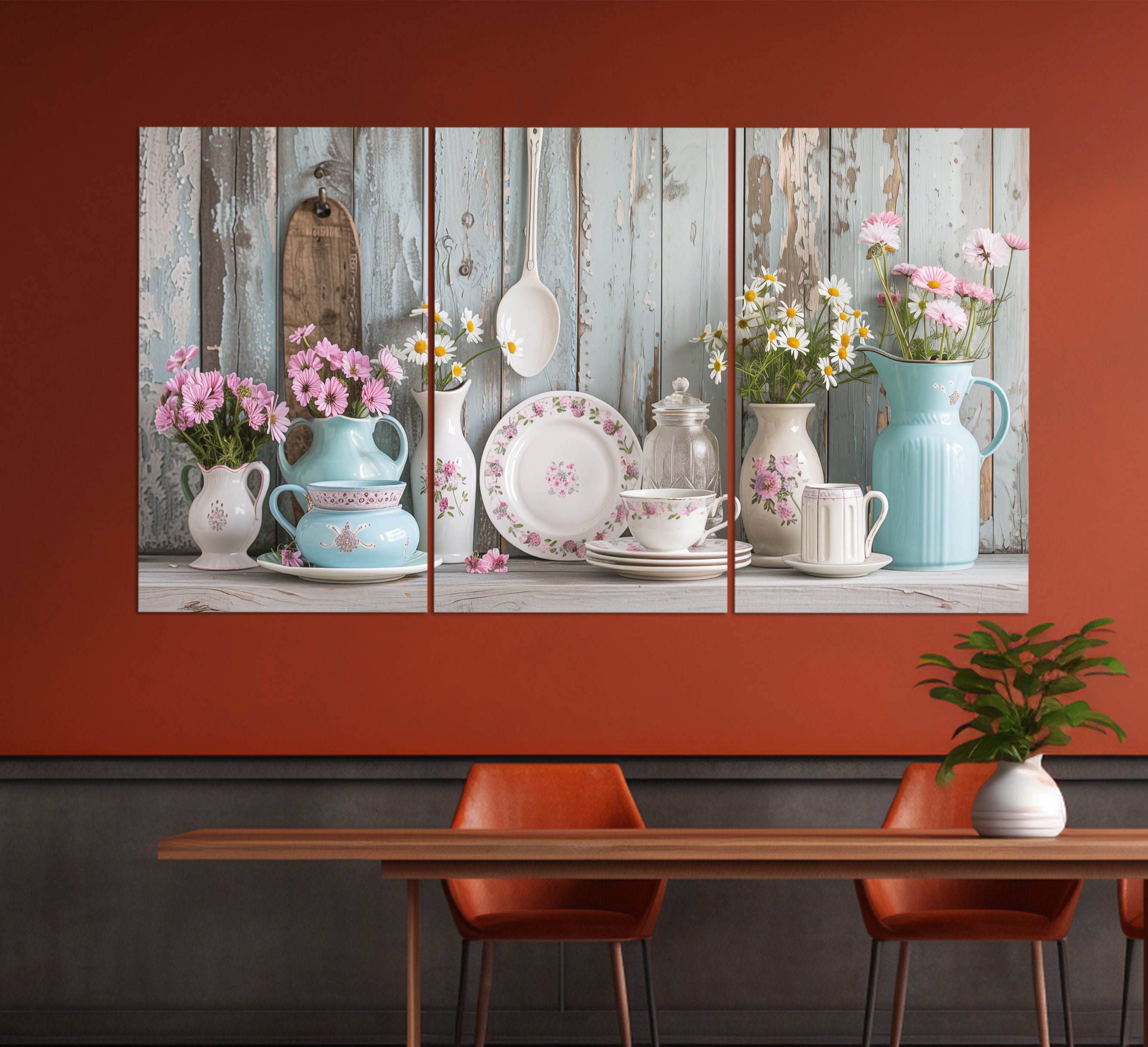 Kitchen Wall Art, Rustic Kitchen Wall Decor, Kitchen Set Canvas Print ...