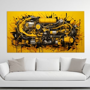 Abstract Engine Canvas Print, Engine Wall Art, Engine Painting, Engine ...