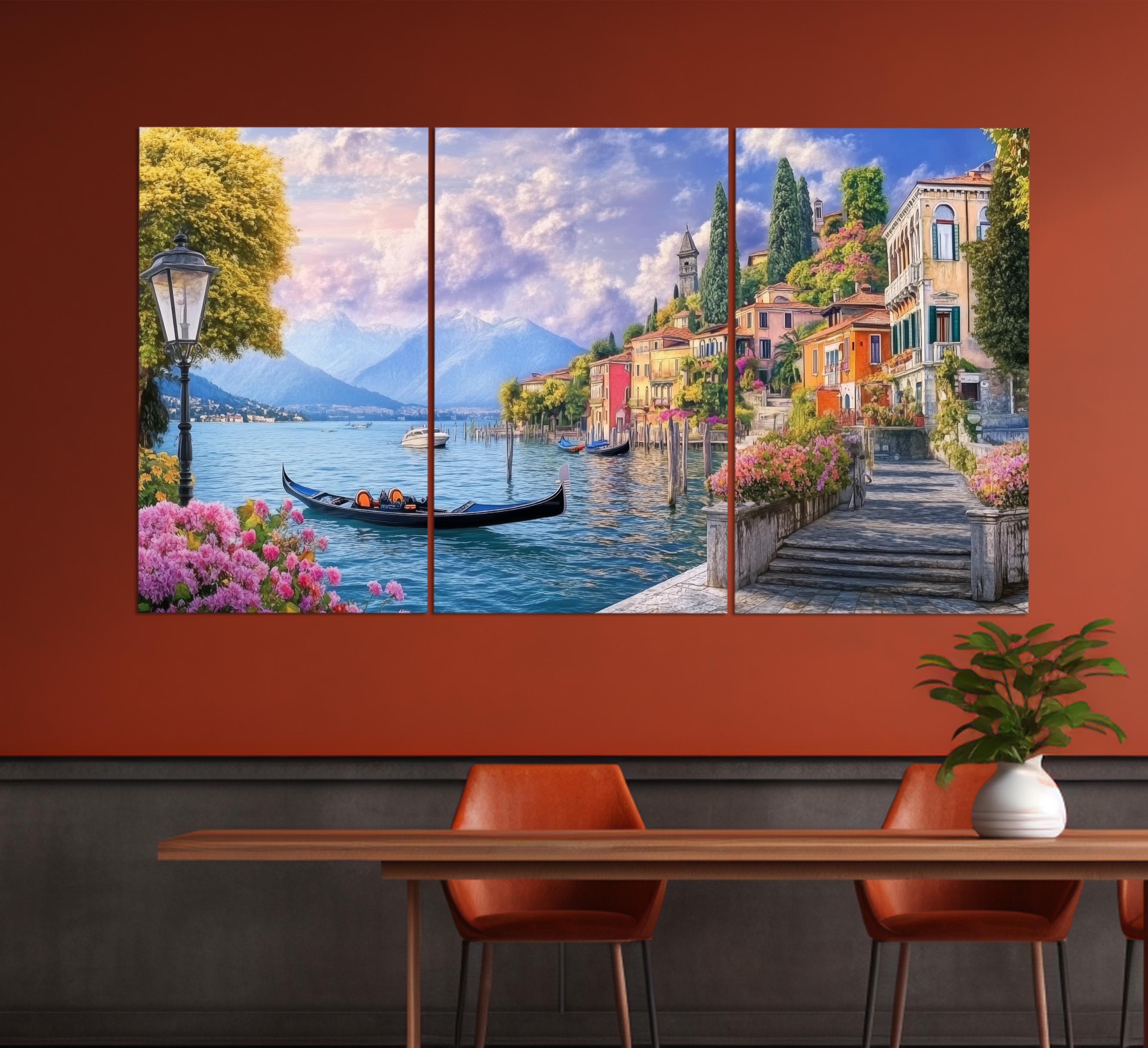 Lake Como Canvas Print in a Vintage Oil Painting Style, Italy Canvas ...