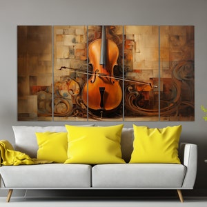 Abstract Cello Canvas Print in Retro Oil Painting Style, Cello Painting ...