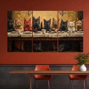 Last Supper With Cats Leonardo Da Vinci Style Canvas Print, Abstract ...