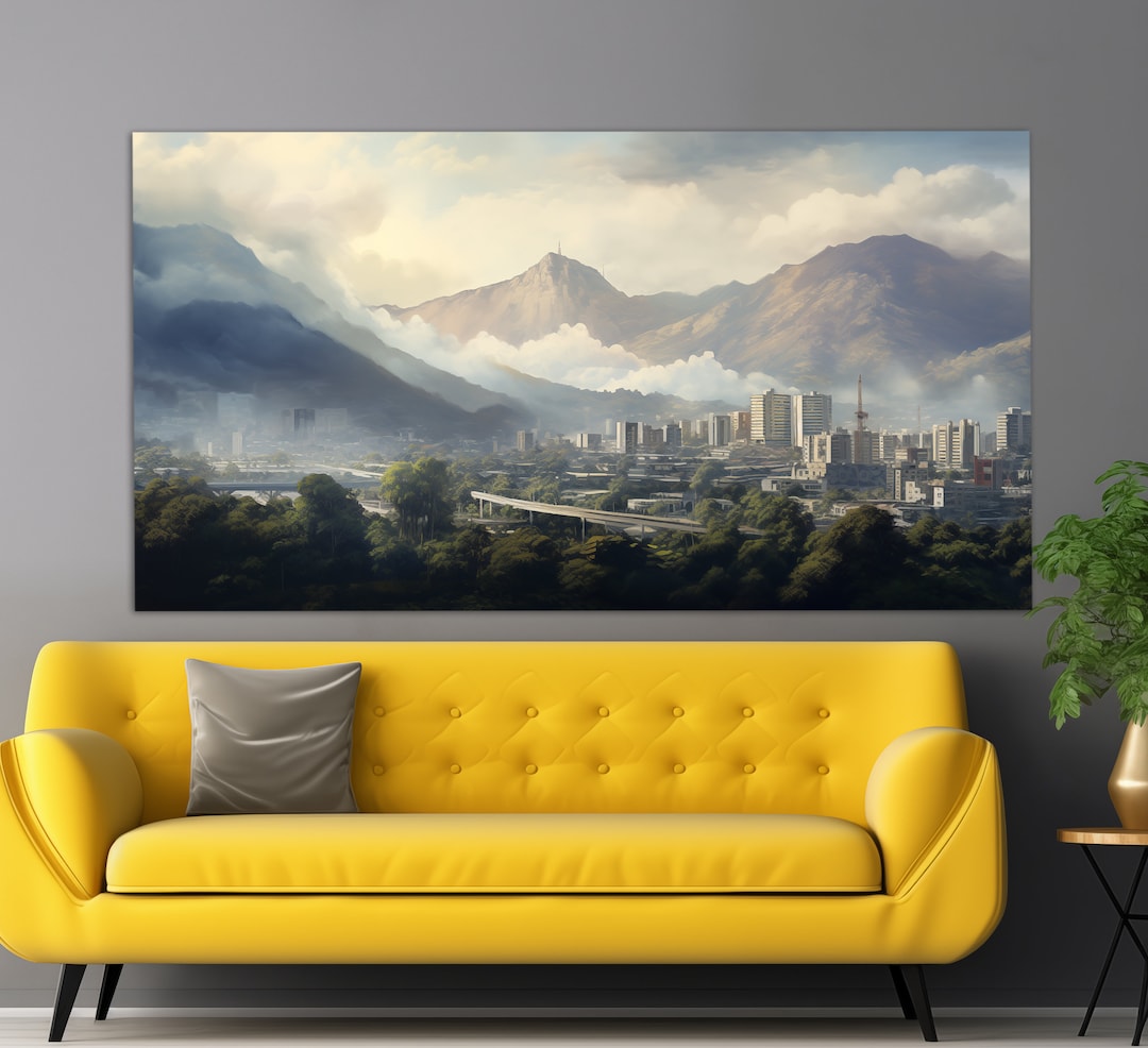 Caracas Canvas Print in a Mystical Painting Style, Abstract Caracas ...