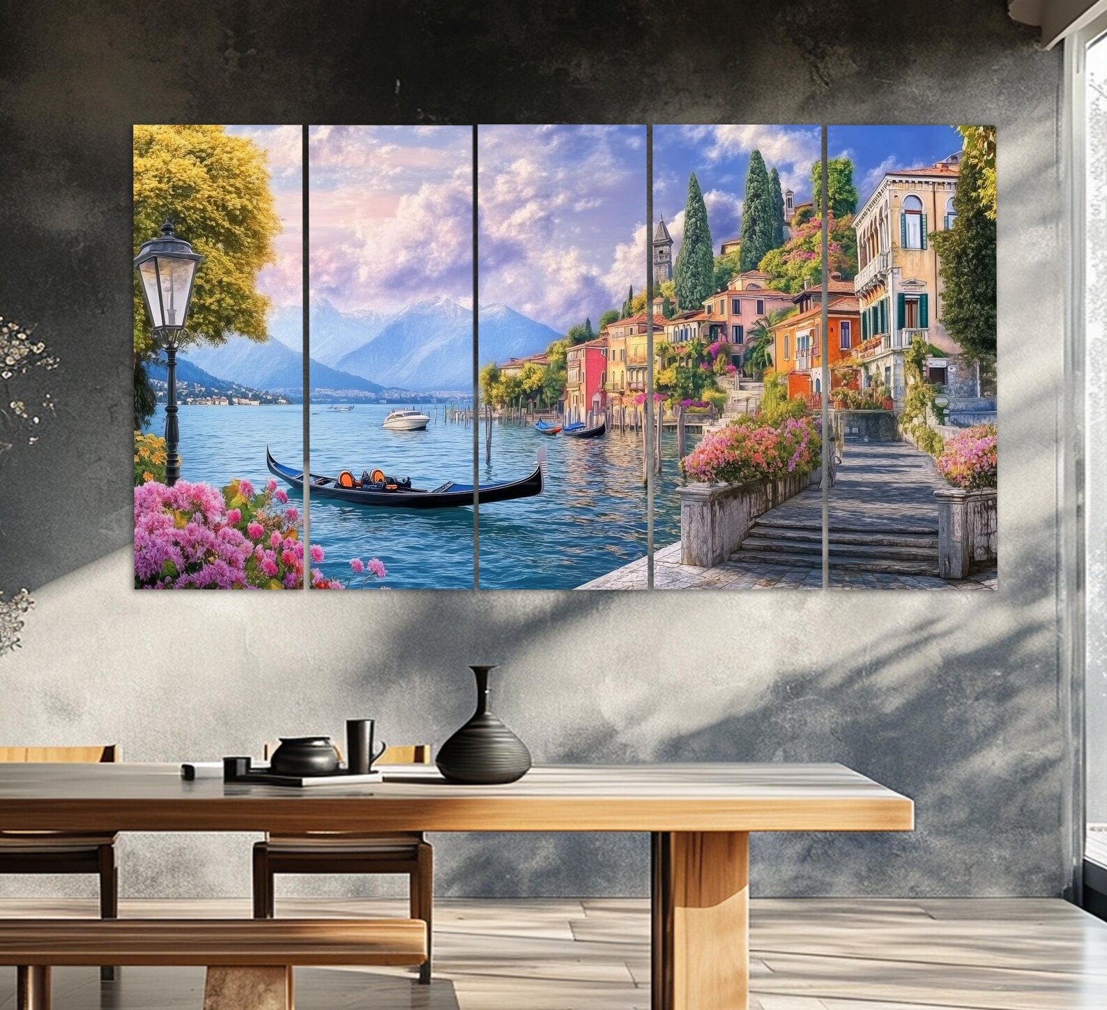 Lake Como Canvas Print in a Vintage Oil Painting Style, Italy Canvas ...