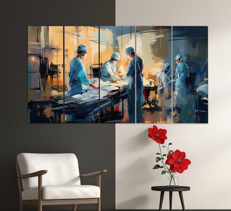 Surgery Wall Art, Operating Room Canvas Print in an Oil Painting Style ...
