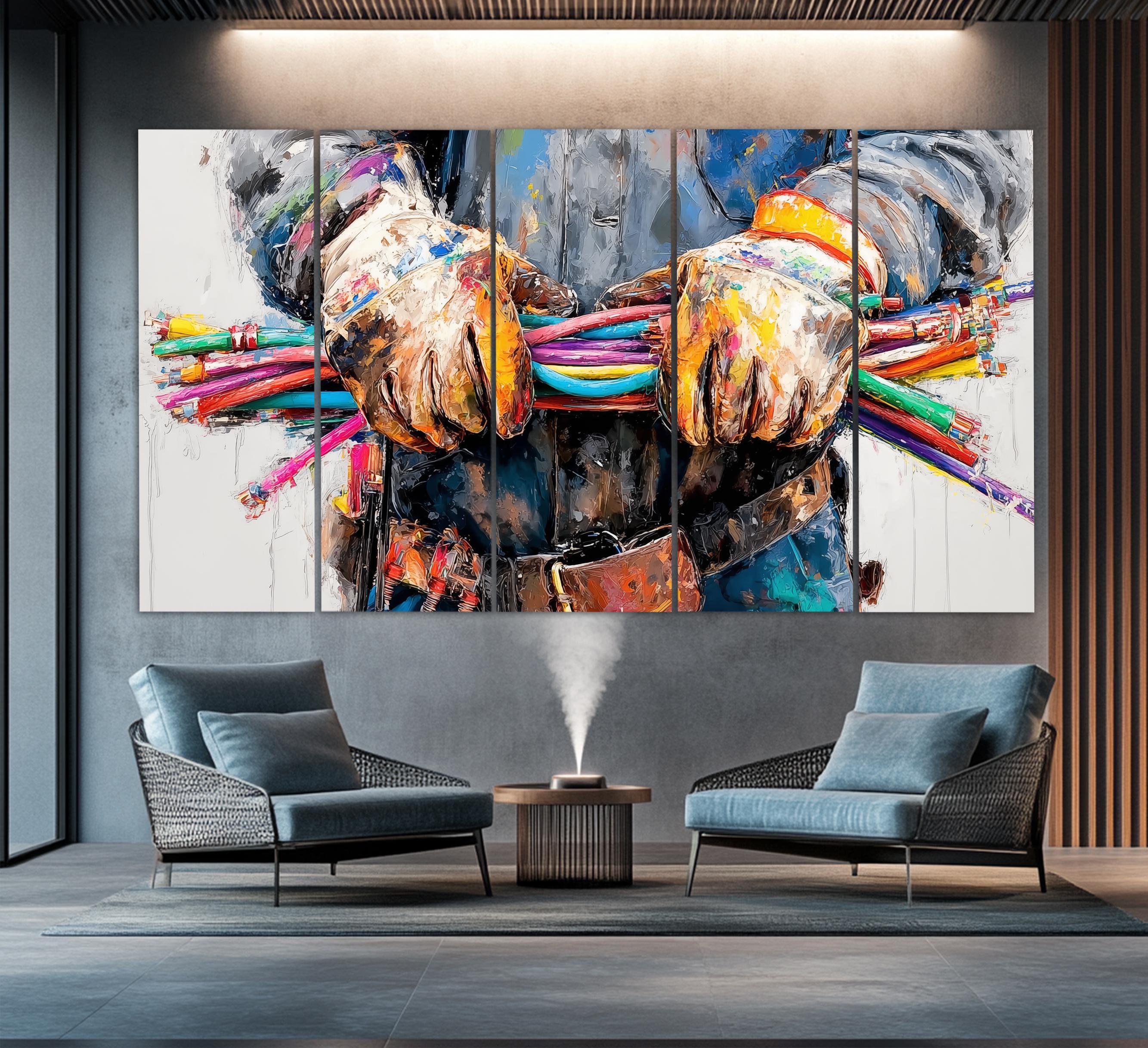 Electrician Wall Art, Electric Worker Canvas Print, Electrician Gift ...