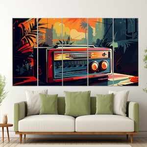 Retro Radio Canvas Print, Vintage Radio Wall Art, Radio Painting, Pop ...