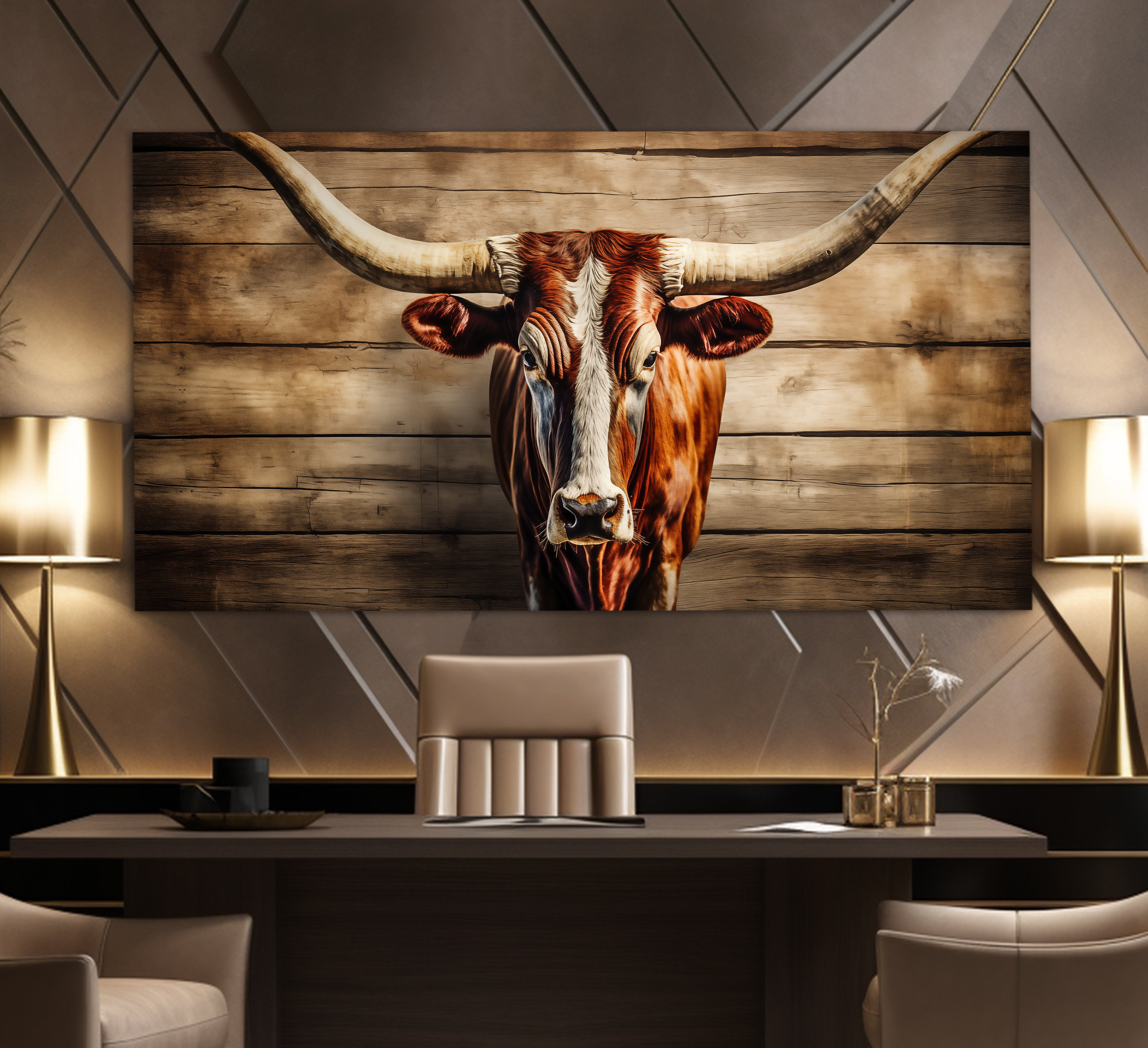 Texas Longhorn Canvas Print, Abstract Texas Longhorn Painting ...