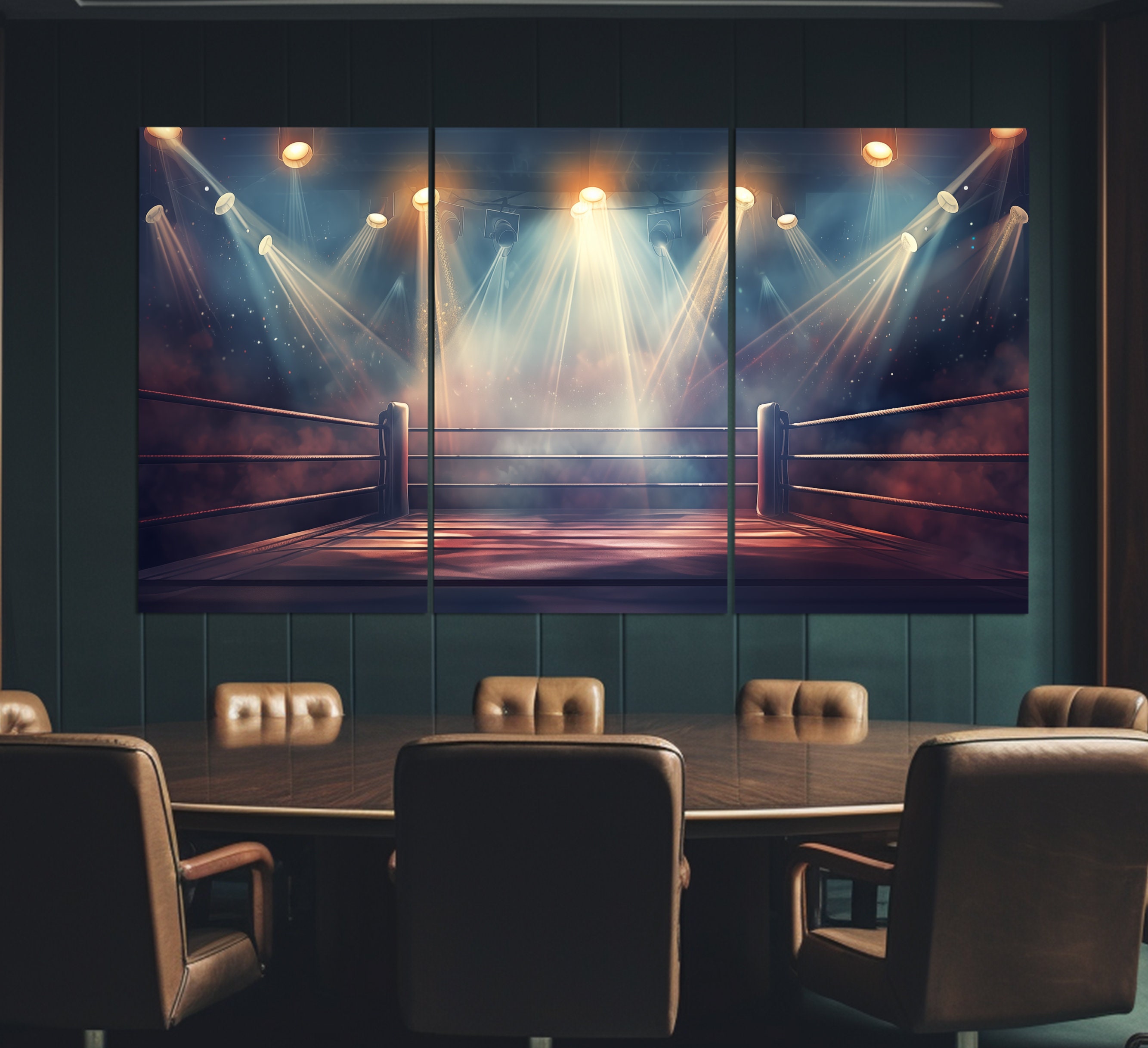 Boxing Ring Canvas Print, Abstract Boxing Painting, Gym Wall Decor, MMA ...