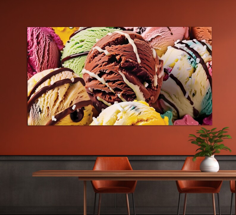 Ice Cream Canvas Print, Ice Cream Shop Decor, Ice Cream Painting ...