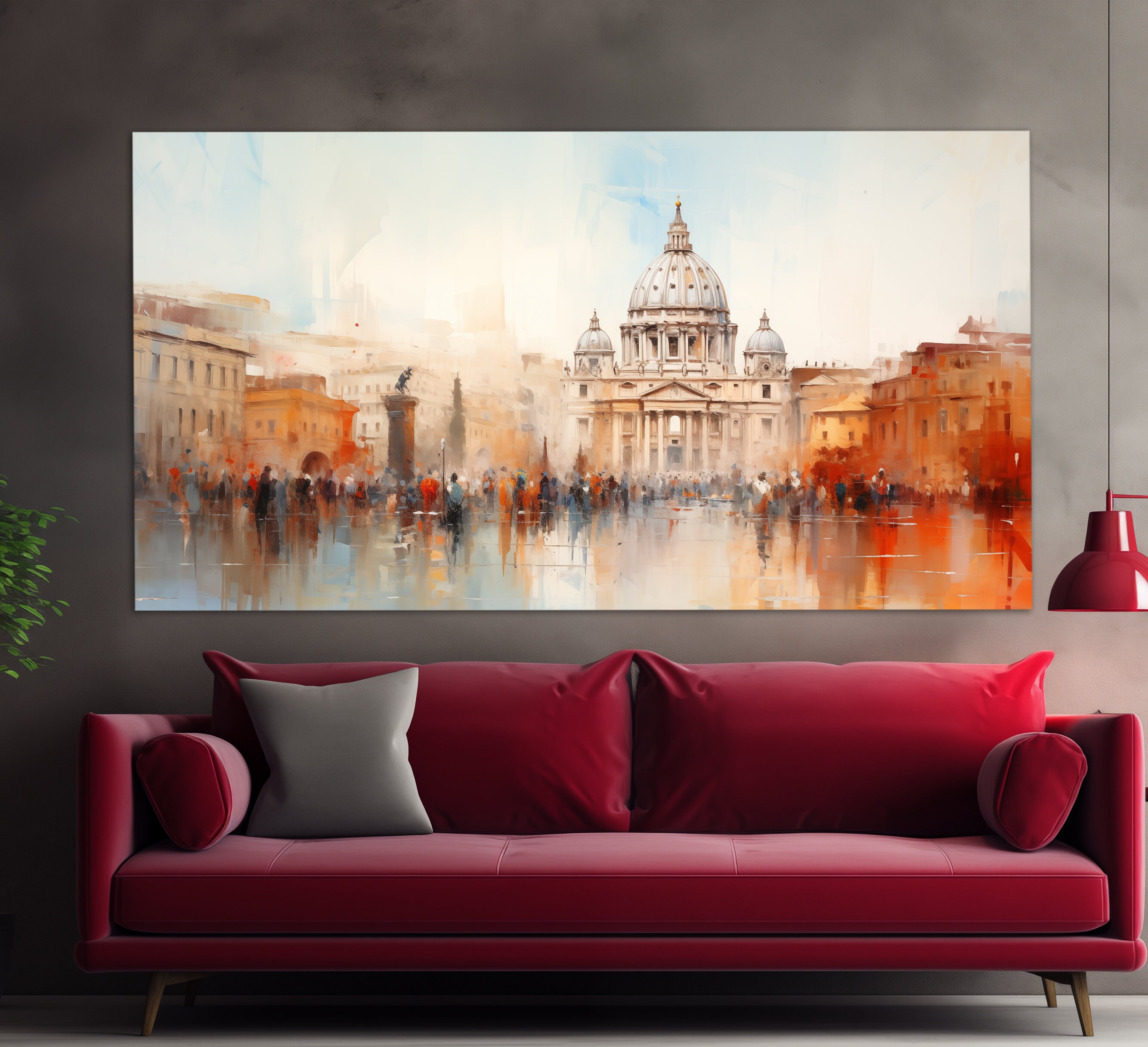 Rome Canvas Print in a Vintage Oil Painting Style, Abstract Rome Wall ...