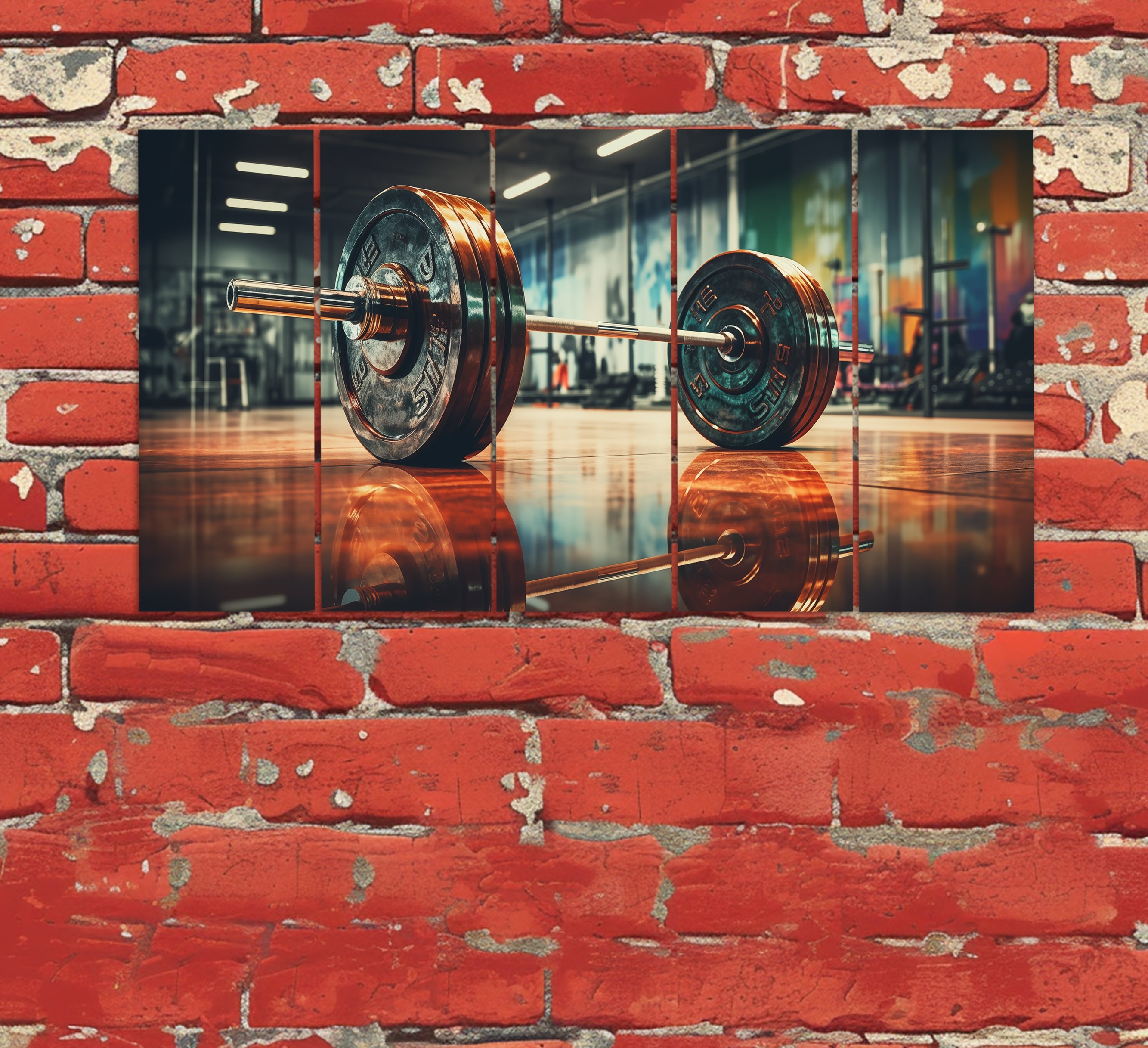 Barbell Canvas Print, Modern Gym Wall Decor, Weightlifting Canvas Wall ...