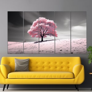 Abstract Pink Tree Canvas Print, Abstract Nature Wall Art, Pink Wall ...