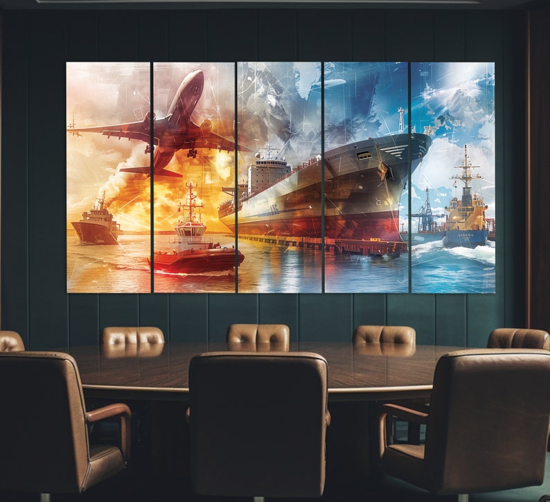 Logistics Wall Art, Logistics Office Wall Decor, Plane and Ships Print ...