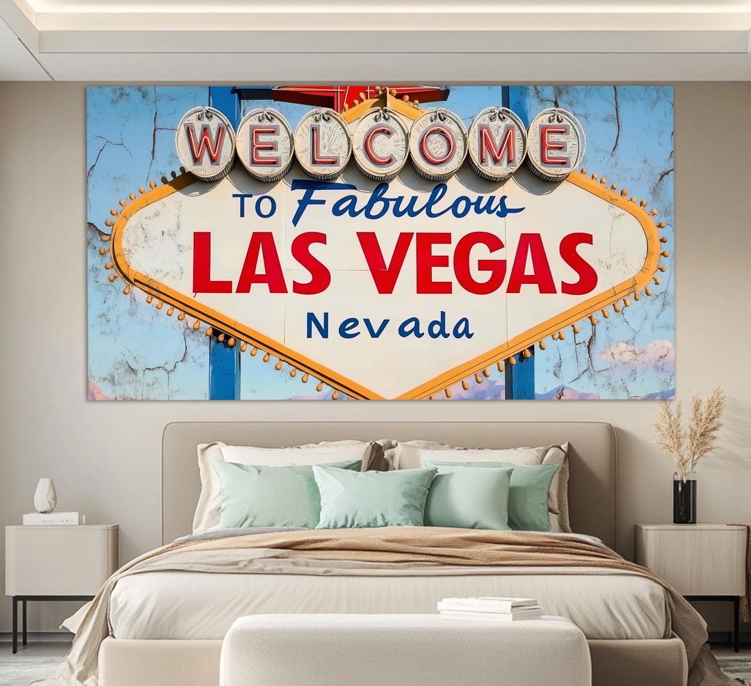 Welcome to Las Vegas Canvas Print, Abstract Las Vegas Wall Art, Las ...