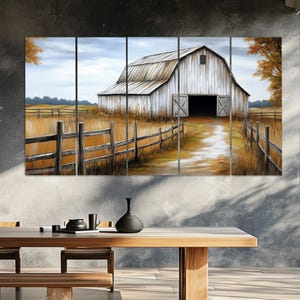 Rustic Barn Canvas Print in a Vintage Oil Painting Style, Rustic Wall ...
