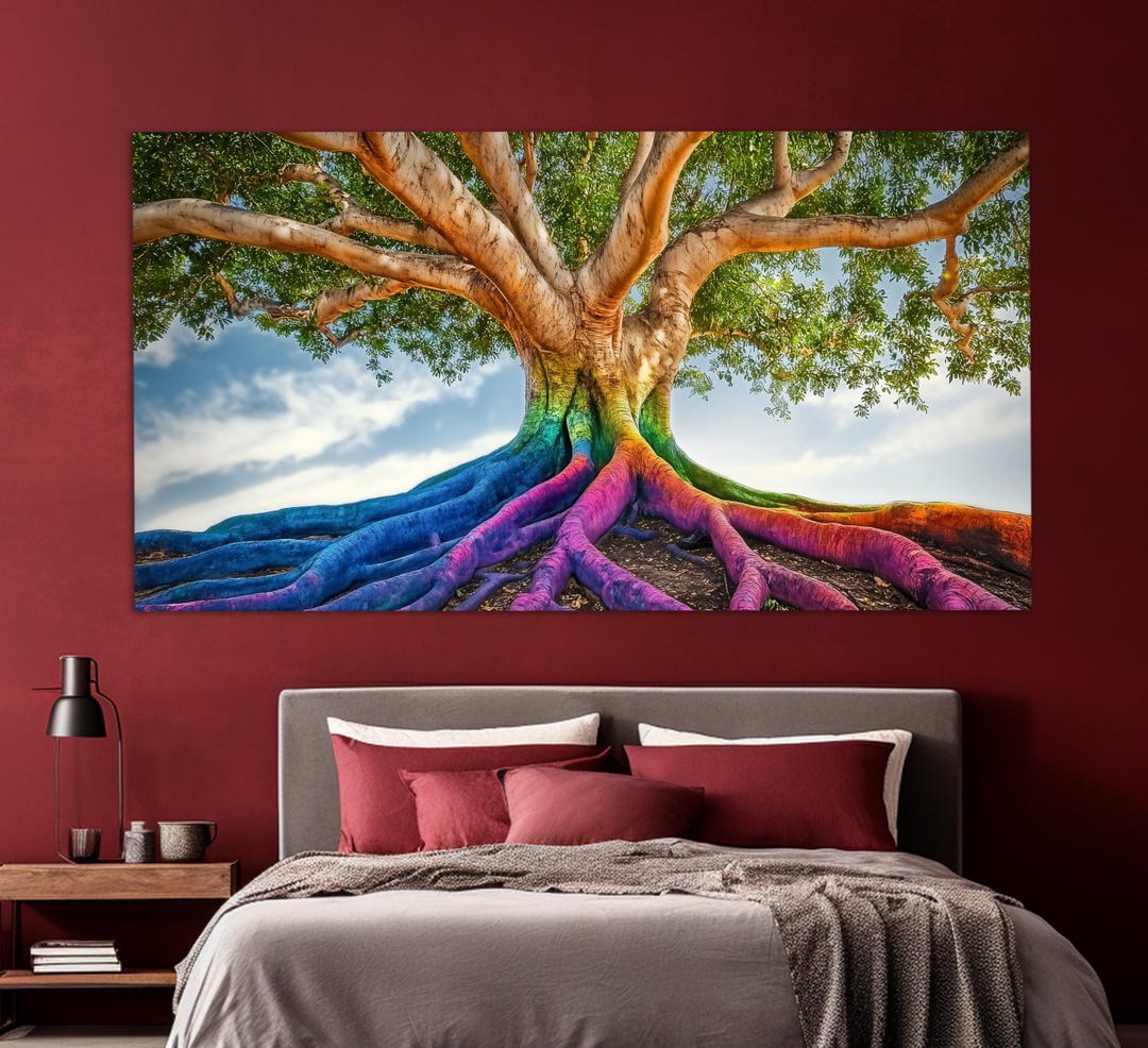 Abstract Tree of Life Canvas Print, Abstract Nature Wall Art, Large ...