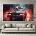 Retro Police Car Canvas Print in an Oil Painting Style, Police Wall Art ...