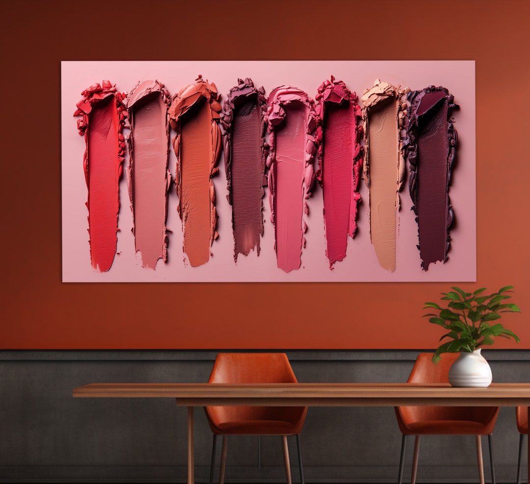 Abstract Lipstick Texture Canvas Print, Fashion Wall Art, Makeup Studio ...